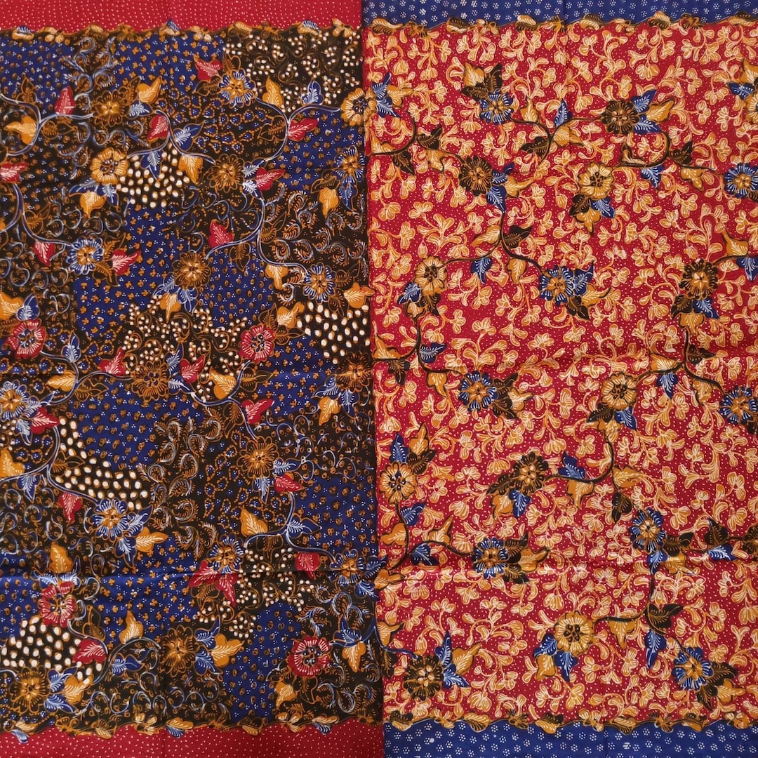 Indonesian Batik Fabric Tulis Lasem Pagi Sore 2 Patterns in One Fabric ...