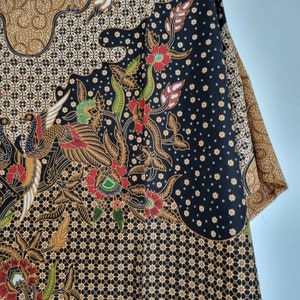 Indonesian Batik Fabric Hand Printed Ethnic Floral Birds Pattern Cotton ...