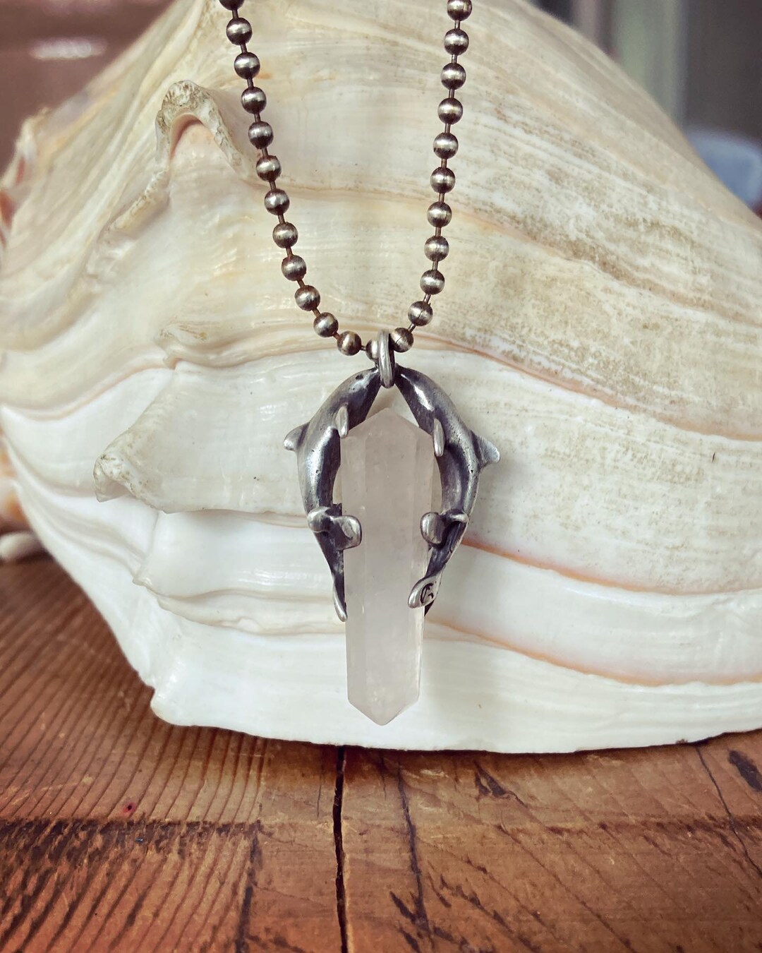 Sterling Silver Dolphin Quartz Necklace, Sterling Silver Double ...