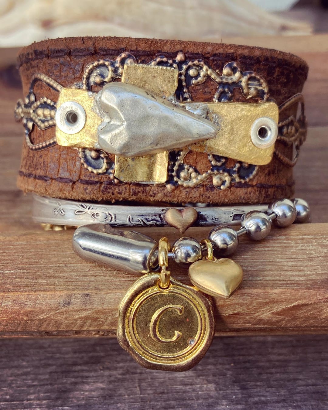 Sideways Cross Cuff, Sideways Cross Leather Cuff, Cross Leather Cuff ...