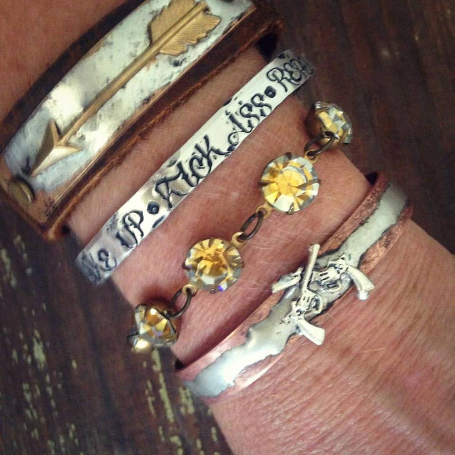 Double Pistol Copper Cuff Bohemian Hippie Cowgirl Gypsy Cuff - Etsy