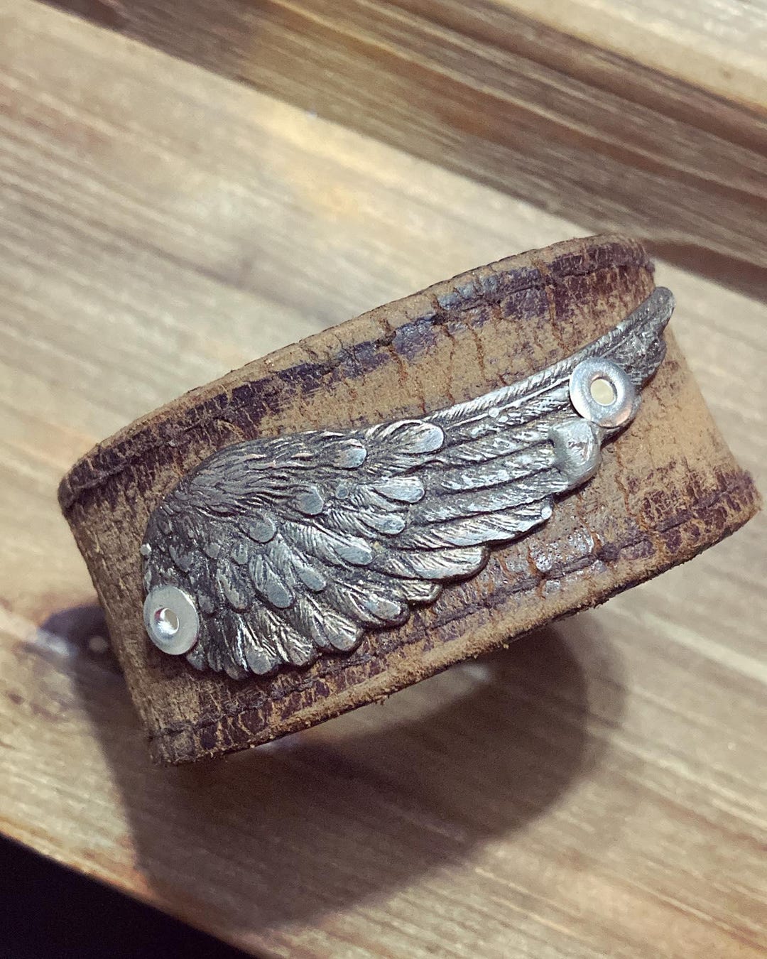 Angel Wing Leather Cuff, Wing Leather Cuff, Guaridan Angel Wing Leather ...