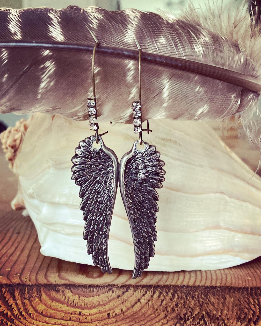 Wing Earrings, Angel Wing Earrings, Wing Rhinestone Wings - Etsy