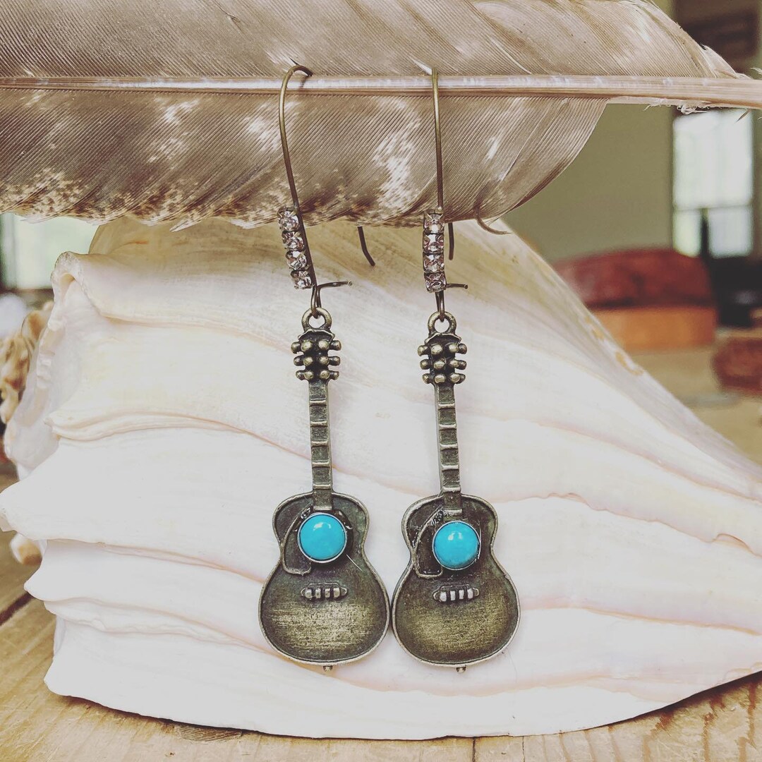 Guitar Earrings, Teardrop Earrings, Music Lover Earrings, Rock and Roll ...
