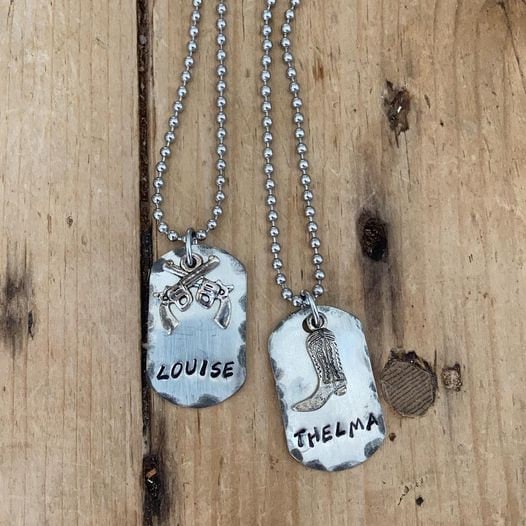 Thelma and Louise Best Friends Stamped Necklaces Stamped Best Friends Necklaces Dog Tag Necklace BFF Necklace Etsy
