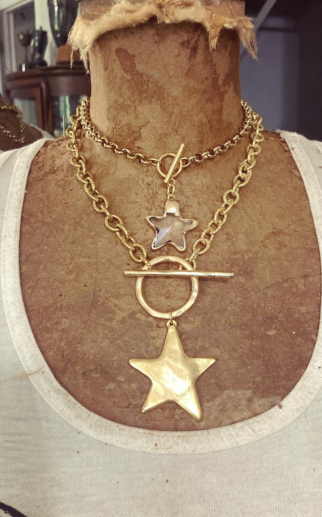 Star Pendant Necklace, Chunky Star Pendant Necklace, Large Star Pendant ...