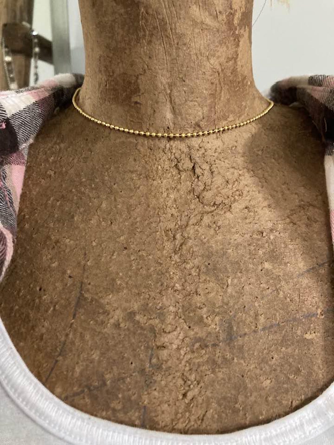 Gold Ball Bead Chain Necklace, Simple Chain Necklace, Minimalist Chain ...