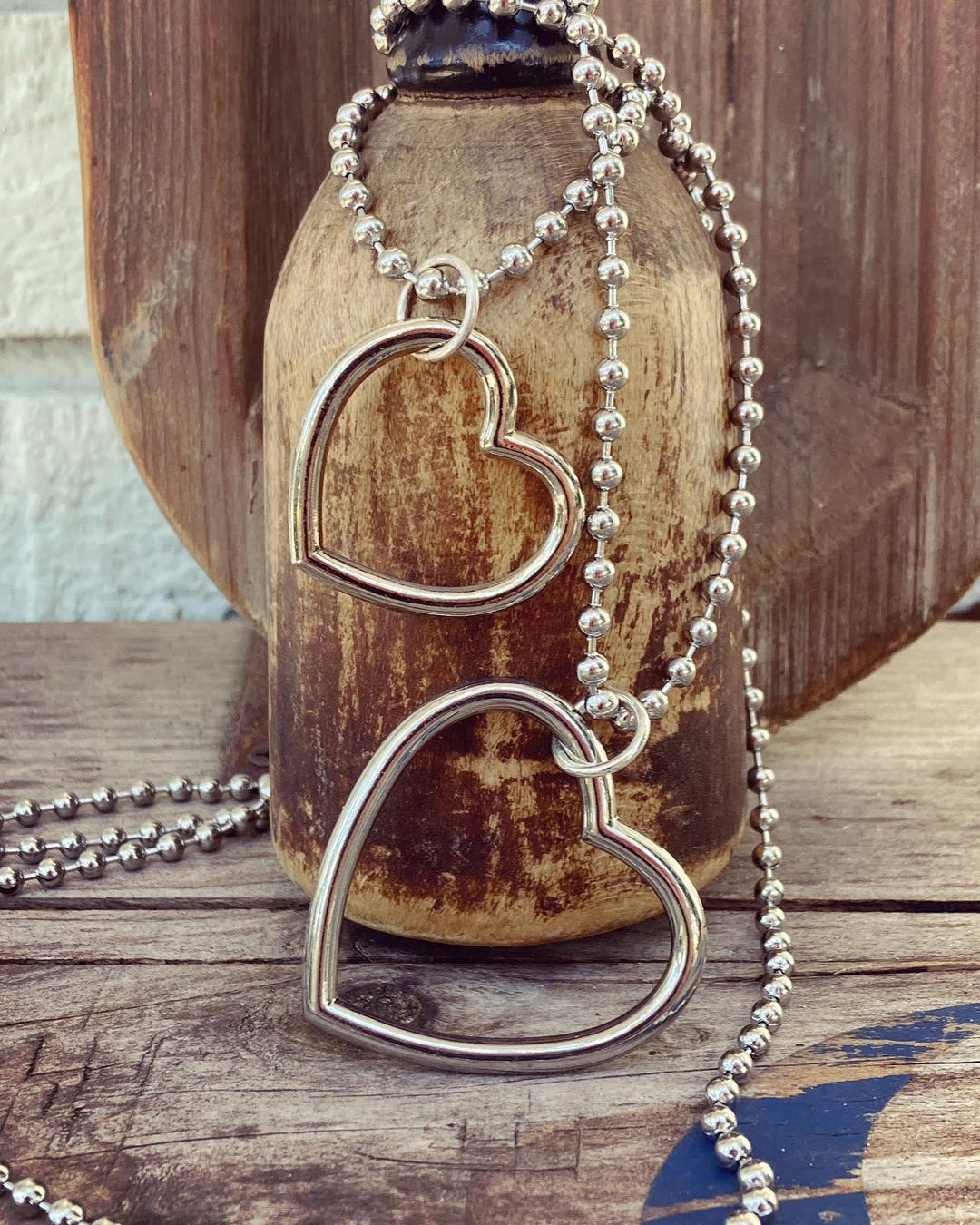 Heart Pendant Necklace, Large Heart Pendant Necklace, Sideways Heart ...