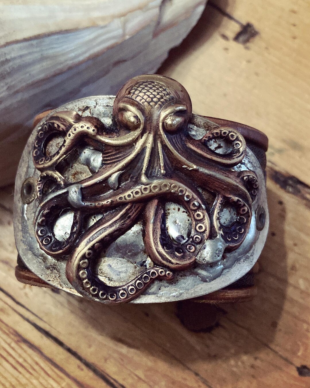 Octopus Cuff Bracelet, Octopus Leather Cuff Bracelet, Kraken Cuff ...