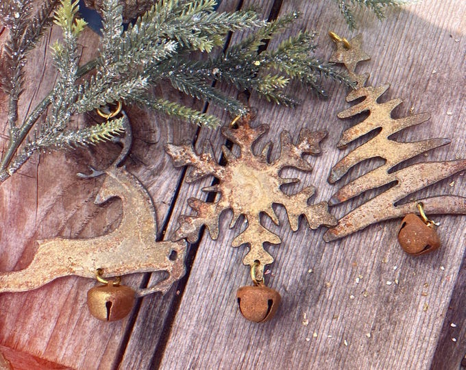 Rusty Christmas Tree Reindeer Snowflake Christmas Ornaments, Farmhouse ...