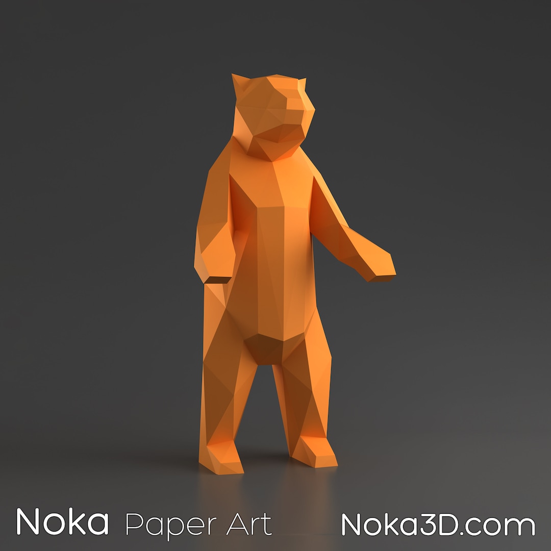 Standing Bear Trophy - 3D Papercraft Model. Downloadable DIY Template ...