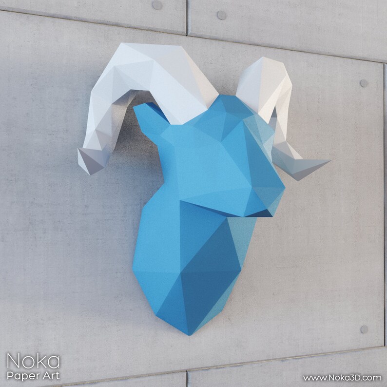 Ram Head Trophy - 3D Papercraft Model. Downloadable DIY Template - Etsy