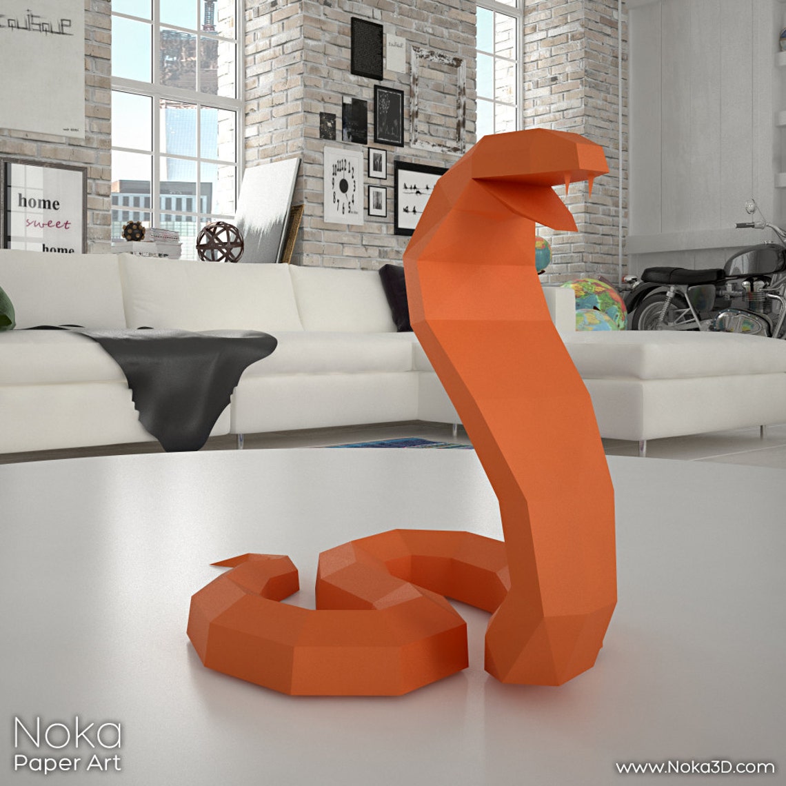 Cobra Snake 3D Papercraft Model. Downloadable DIY Template | Etsy UK