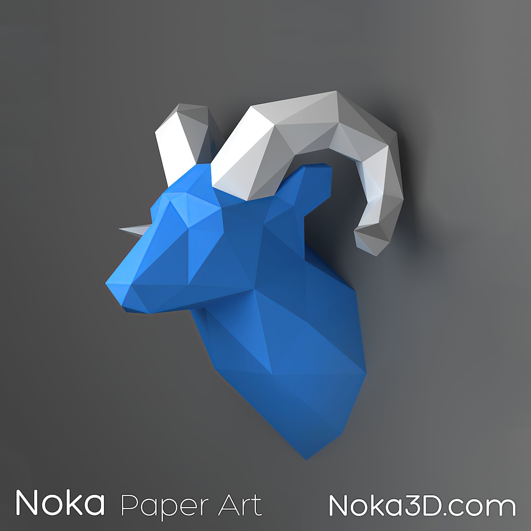 Ram Head Trophy - 3D Papercraft Model. Downloadable DIY Template - Etsy