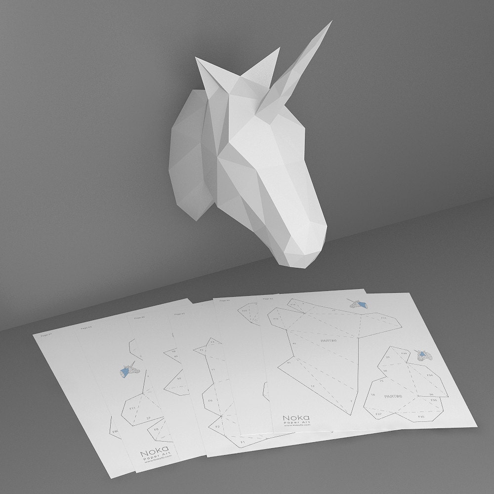 Unicorn 3D Papercraft Model. Downloadable DIY Template - Etsy