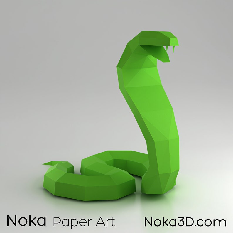 Cobra snake 3D papercraft model. Downloadable DIY template | Etsy
