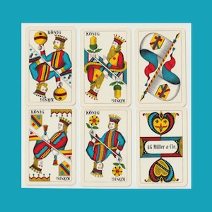 Vintage Swiss JASS Playing Cards Complete Deck Set of 36 & Wrapper J ...