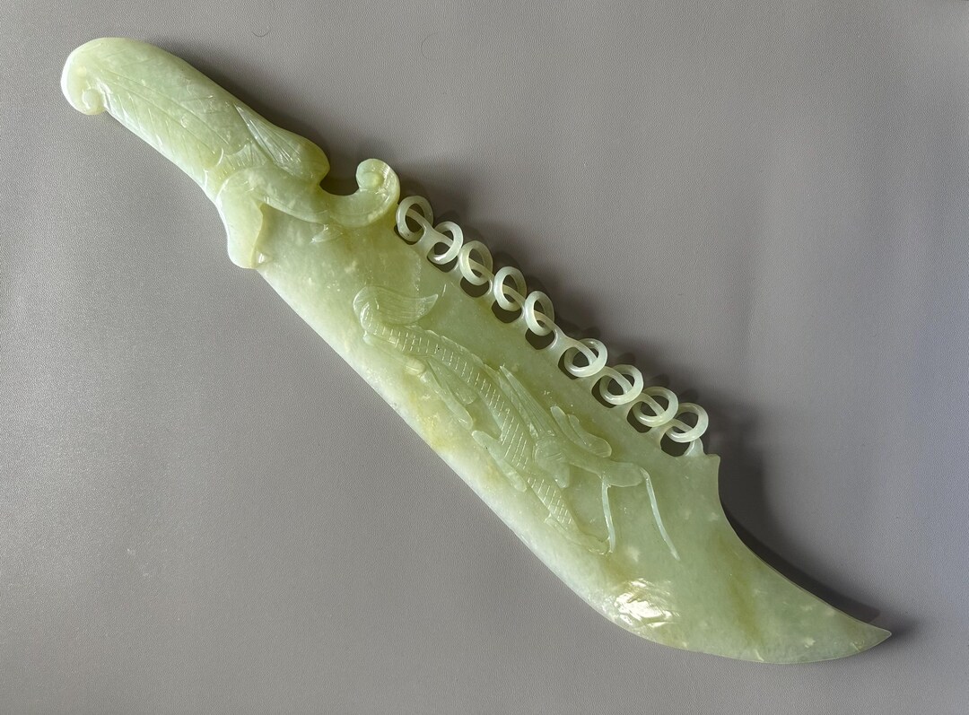 Chinese Hand Carved Jadeite 9-rings Ceremonial Dragon Sword - Etsy