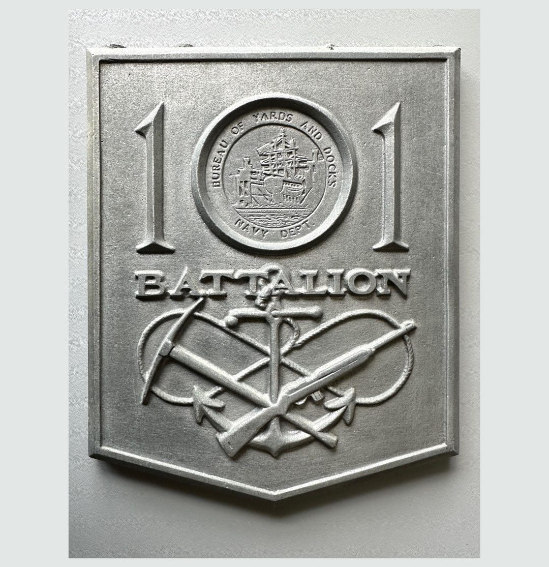 WWII US Navy 101st Naval Construction Battalion Seabees Cast Aluminum ...