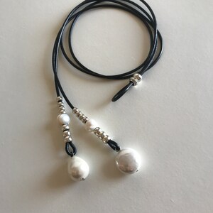 Leather Loop Choker Teardrop Pearl, Pearl Boho Leather Lasso Choker ...