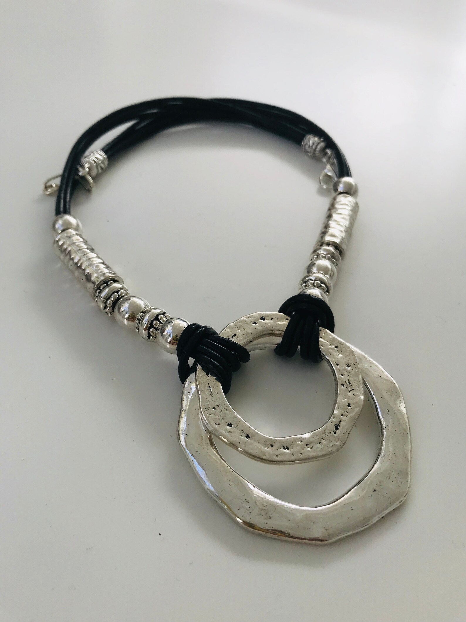 Leather Necklace Leather Choker Endless Ring Girlfriend | Etsy