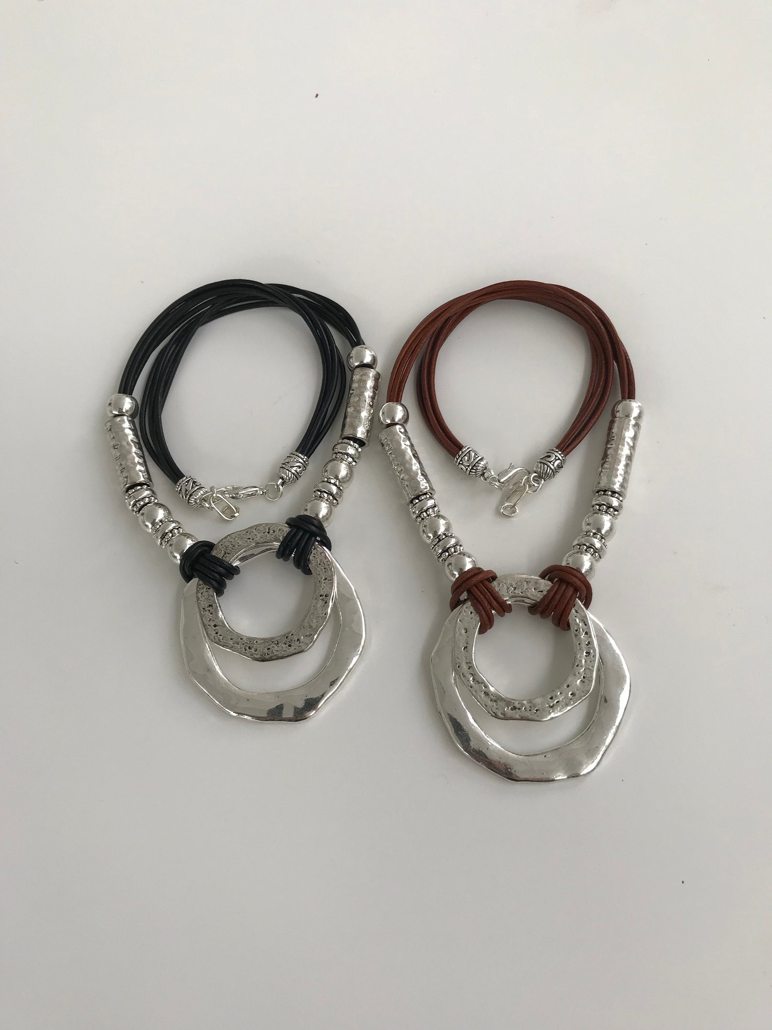 Leather Necklace Leather Choker Endless Ring Girlfriend | Etsy