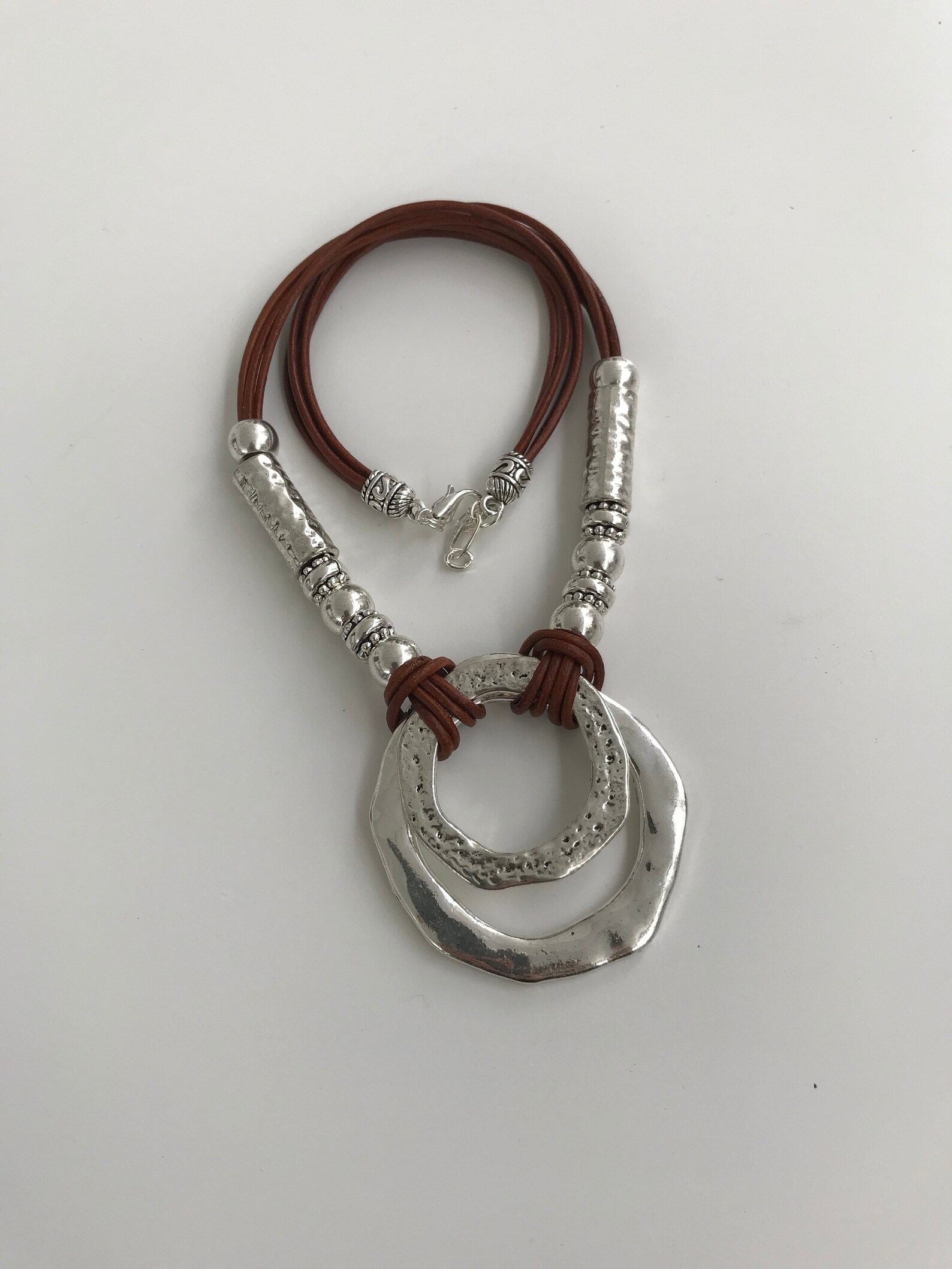 Leather Necklace Leather Choker Endless Ring Girlfriend | Etsy