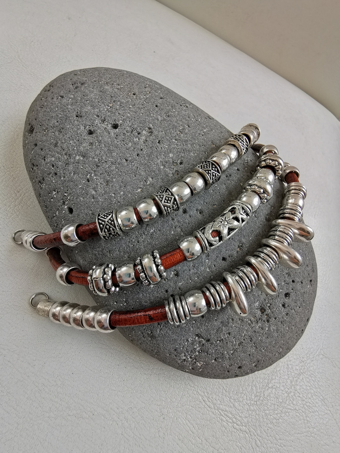 Ensemble de bracelets en cuir pour femmes de trois bracelets, ensemble ...