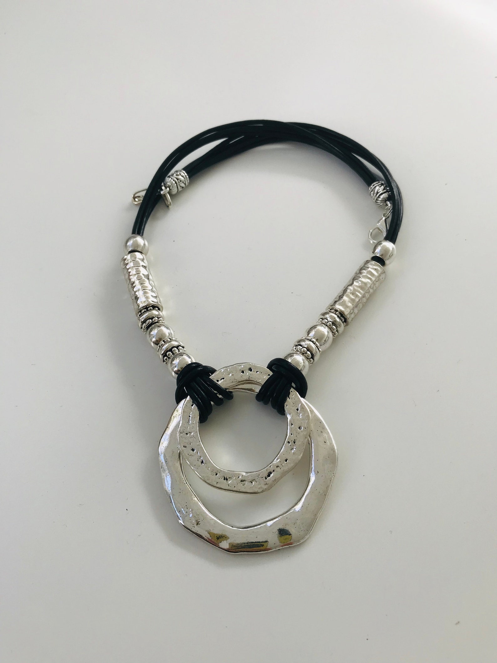 Leather Necklace Leather Choker Endless Ring Girlfriend | Etsy