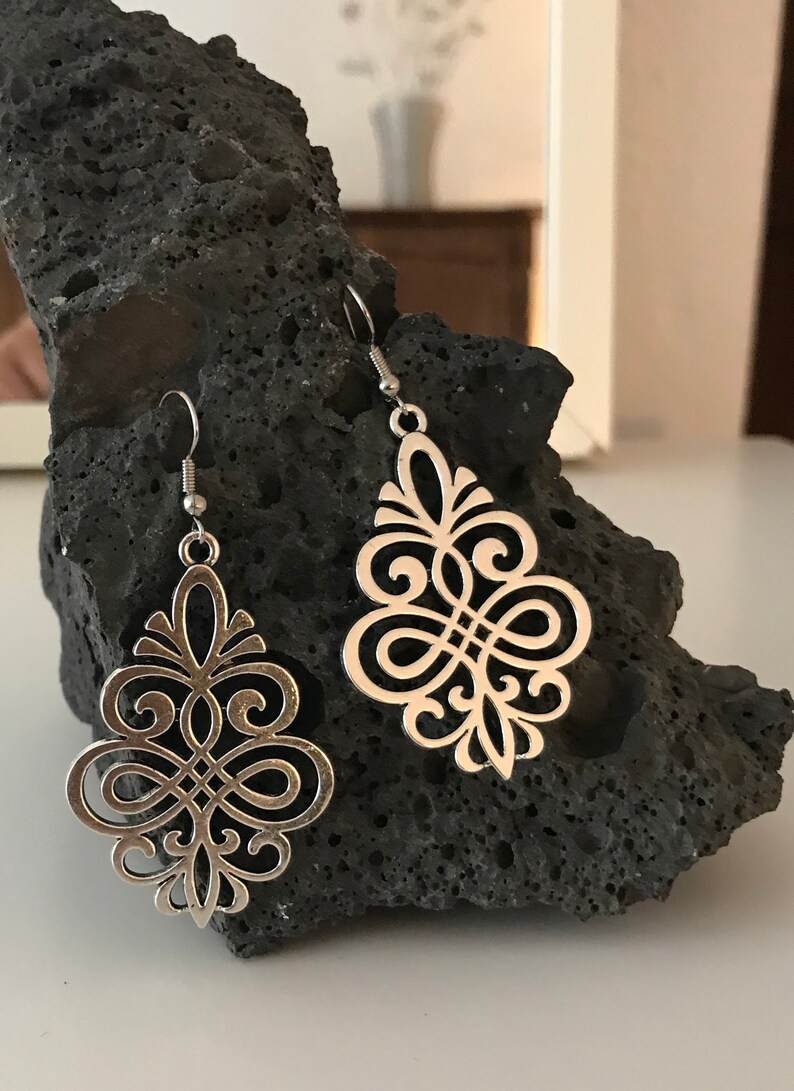 Hook Earrings, Leaf Pendant, Flower, Metal Bead Earrings, Gift for Her ...