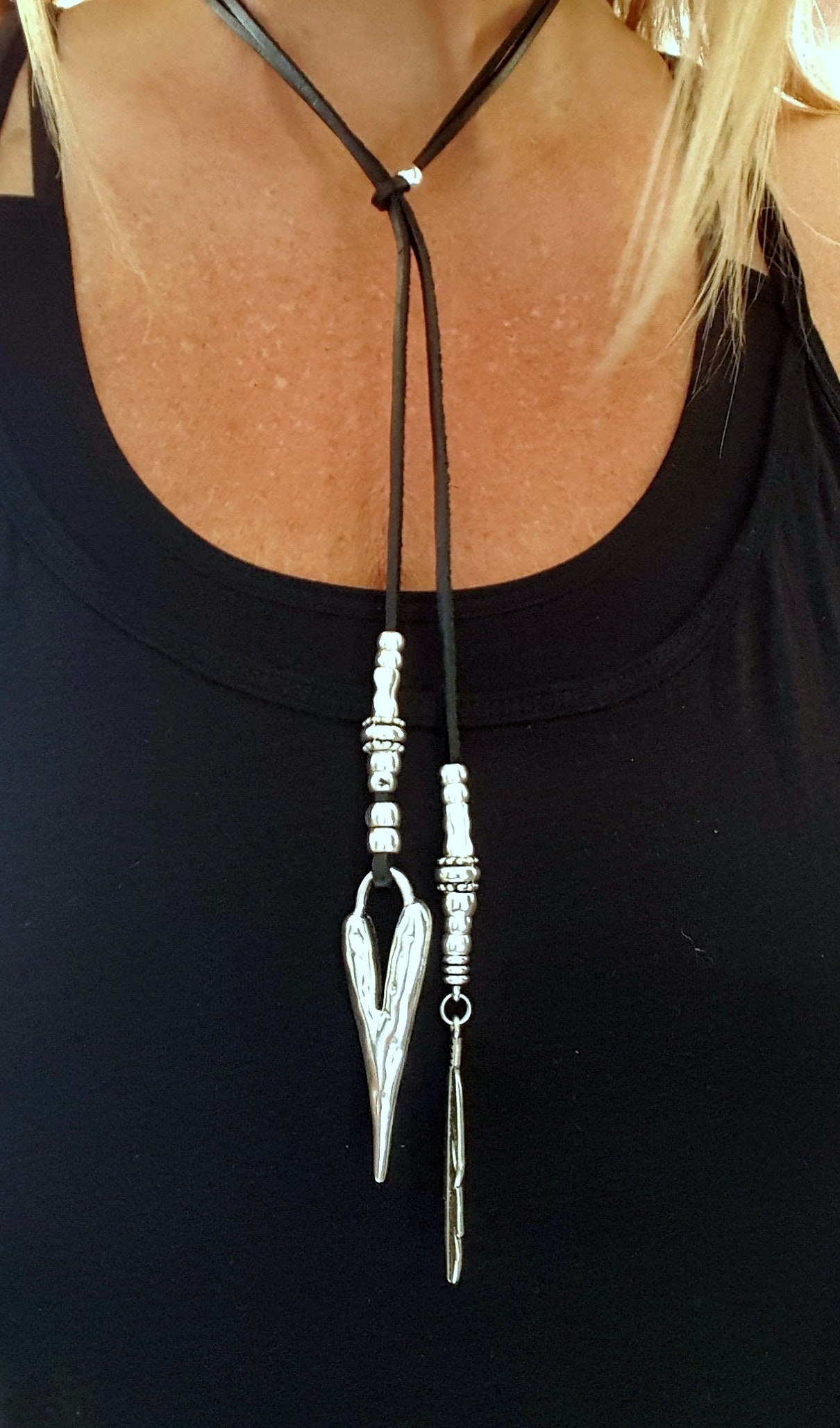 Boho Lariat beaded feather woman necklace trend Choker - Etsy España