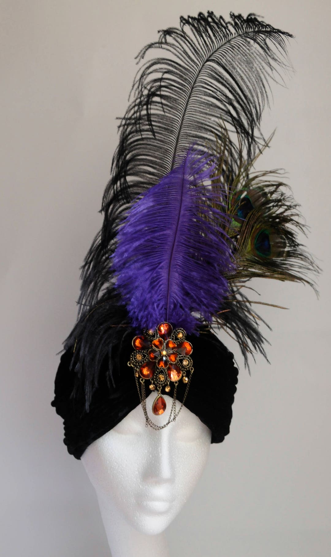 Handmade Turban With Feathers - Can Choose Colours and Materials - Etsy