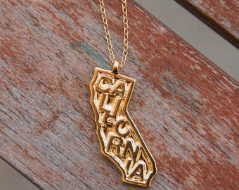California Script Gold Double Chain Pendant Necklace Cali Girl | Etsy