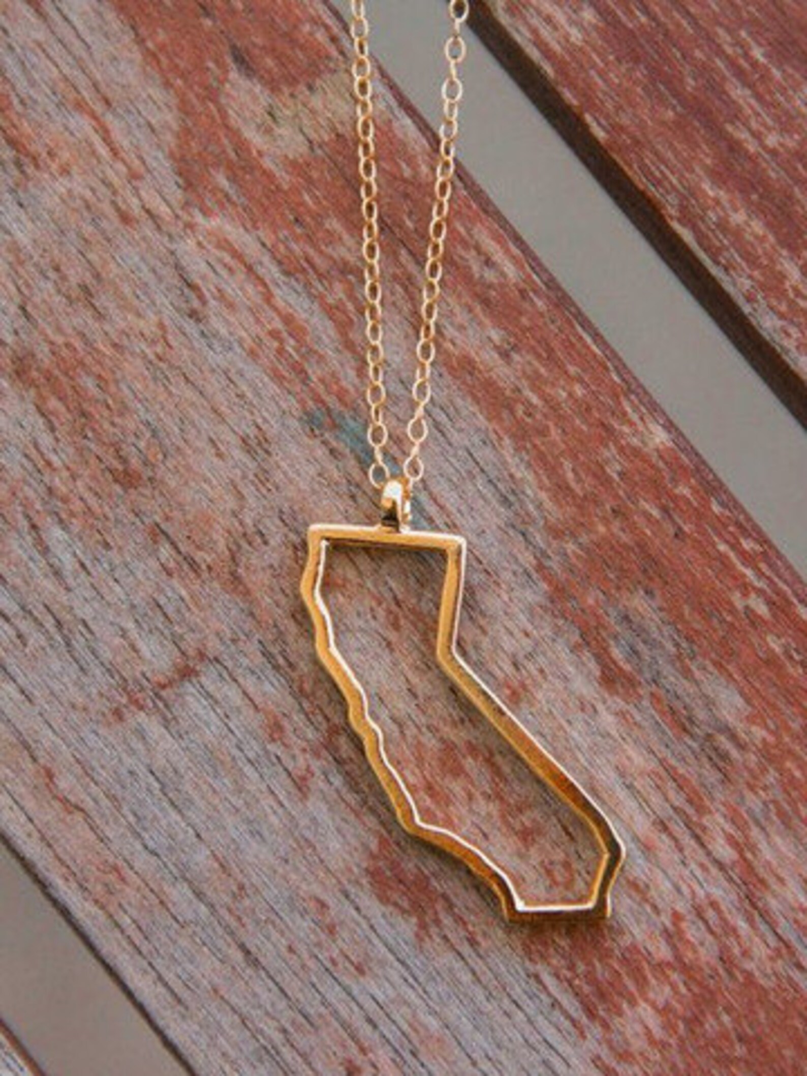 Gold California State Outline Necklace Golden Cali Local Girl Love West ...