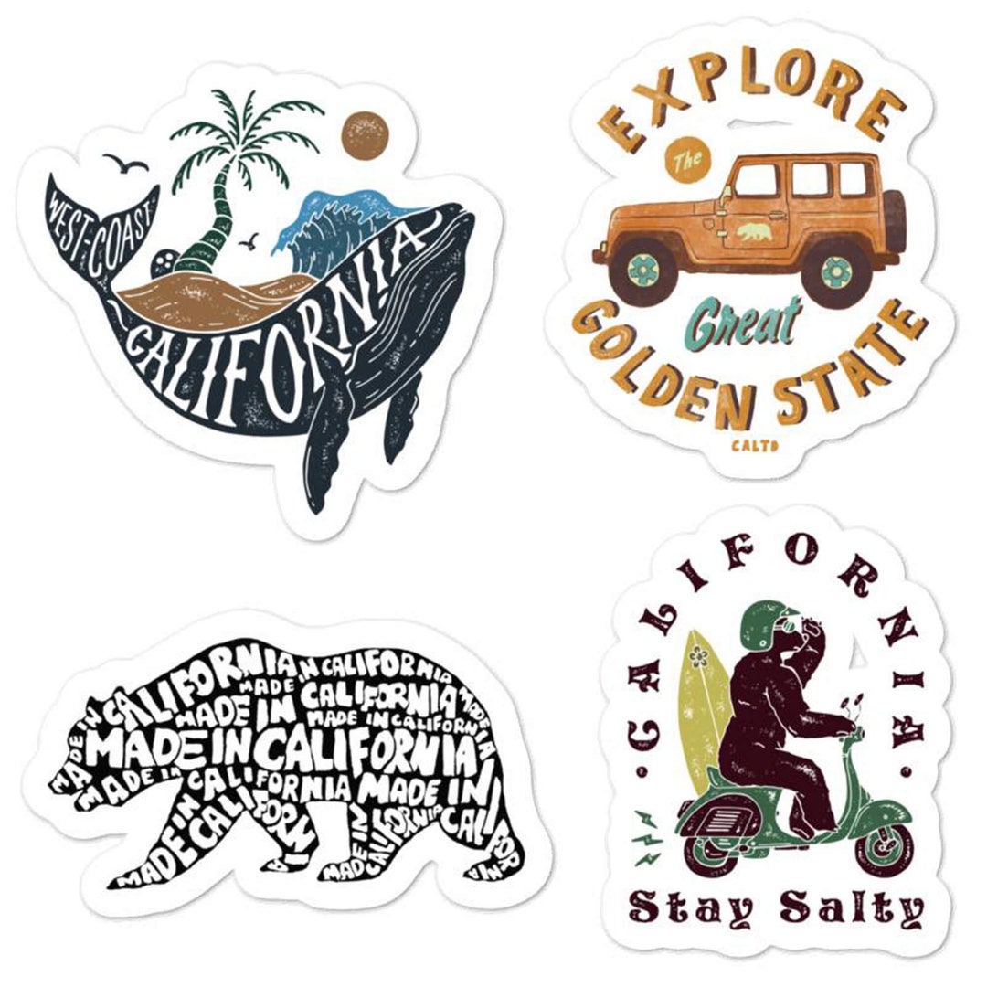 Explore California Sticker Pack Whale California Bear Golden State Trip ...