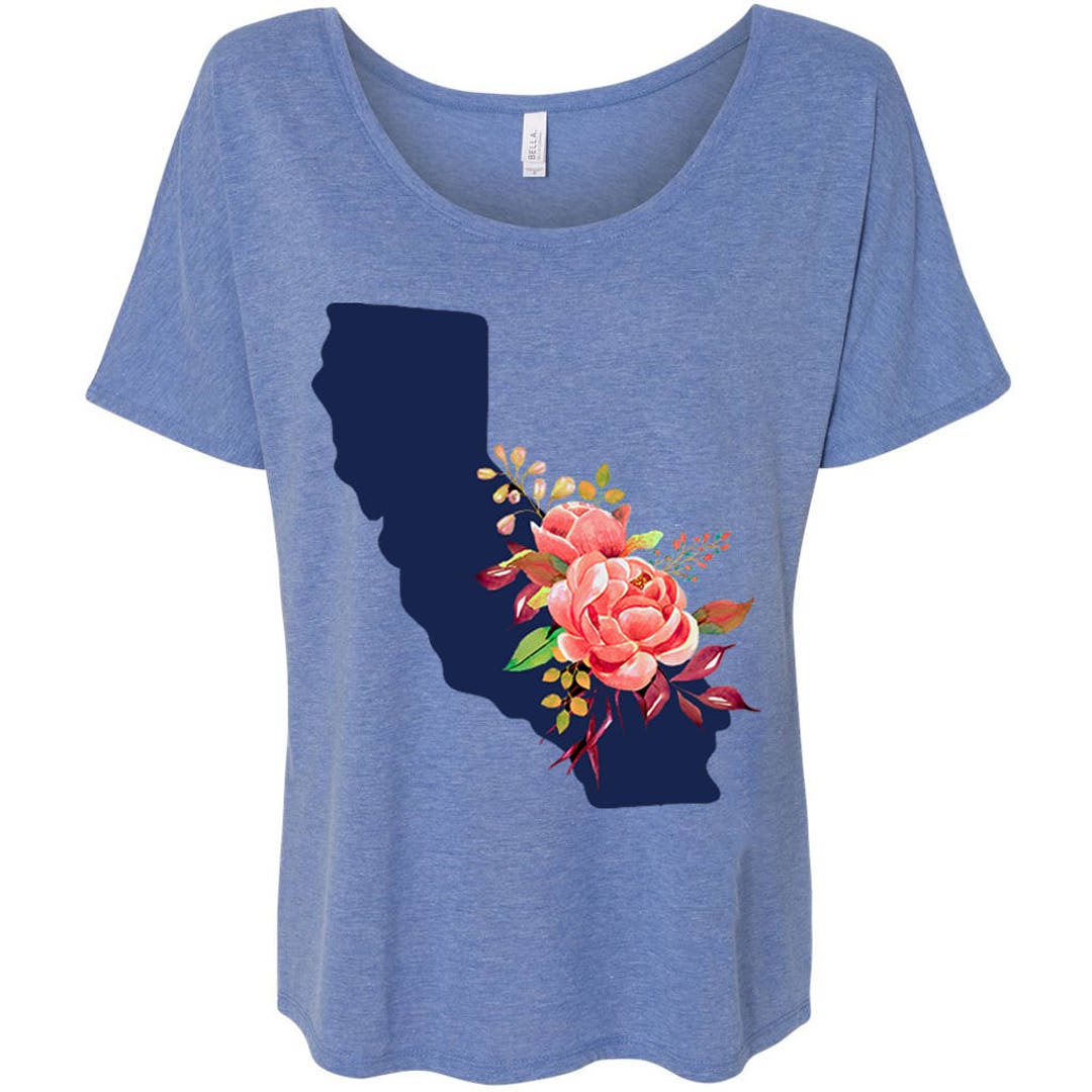 Floral California State Outline Rose Pink Flower Cali Dreaming CA Women ...
