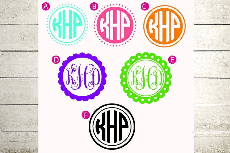 Circle Monogram Vinyl Decals Monogram Decals Yeti Decals Etsy