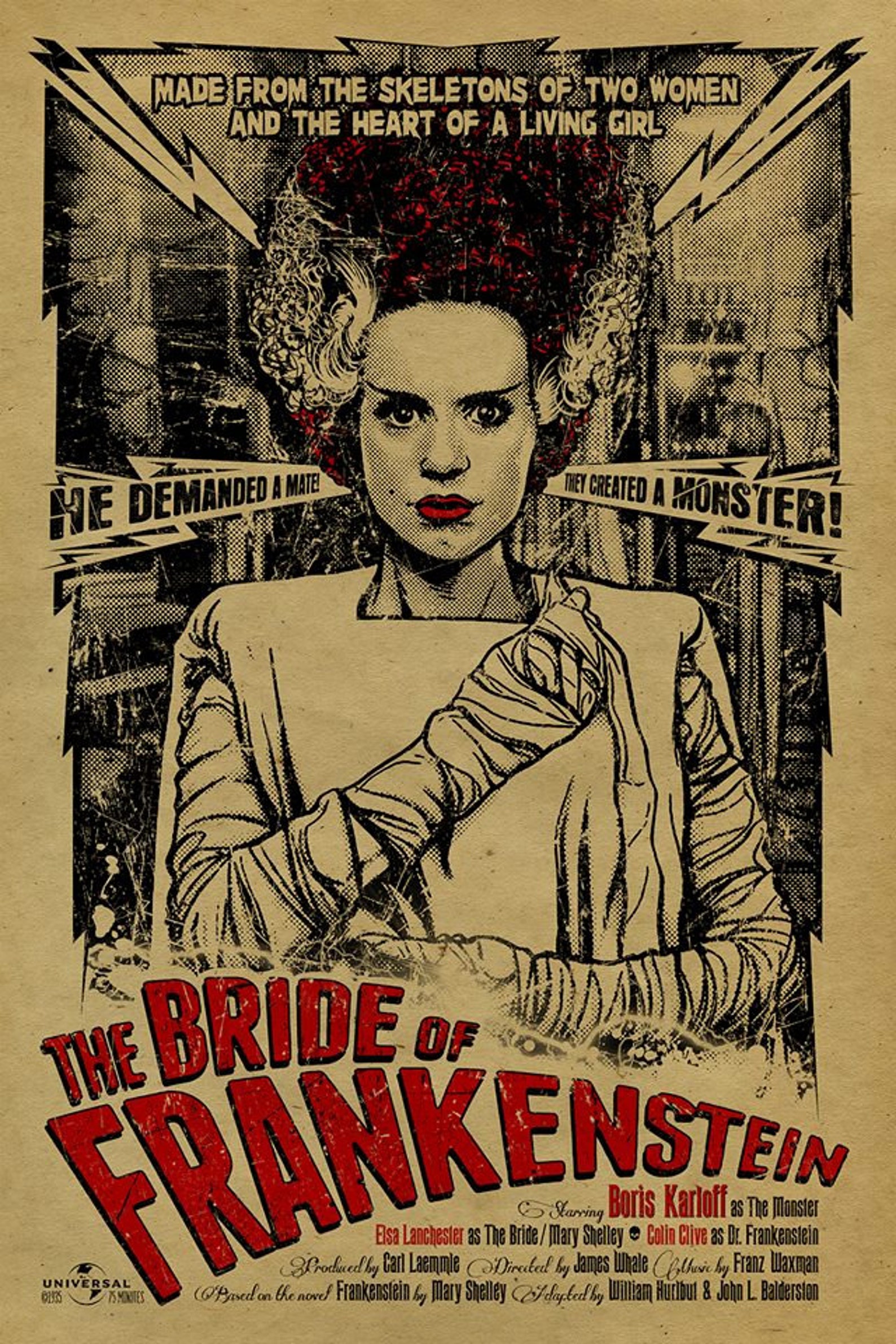 Bride of Frankenstein Poster. 12x18. Kraft Paper. Elsa Lanchester ...