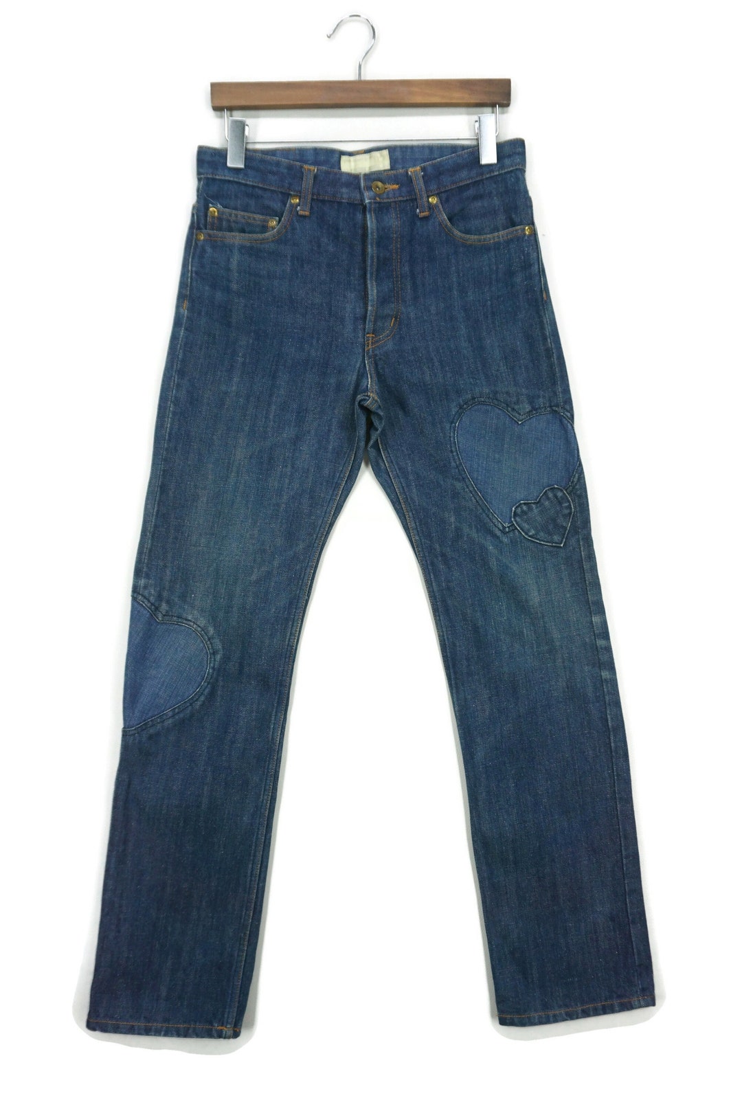 NEL Japan Patchwork Denim Jeans, Heart Detail, Made in Japan (w31xl31 ...