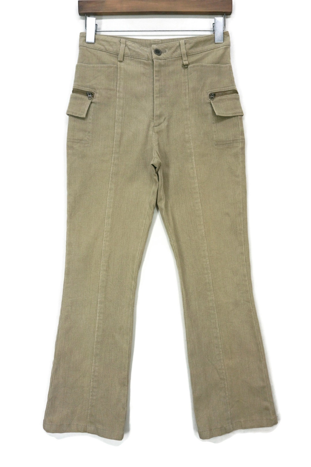 Ca C'est Ca by Comme Ci Comme Ca Japan High Rise Hickory Dungarees Zipper Pocket Bootcut Tapered ...