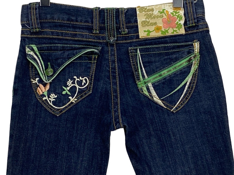 Blue Moon Low Rise Skinny Jeans, Floral Embroidery, Size 27 - Etsy