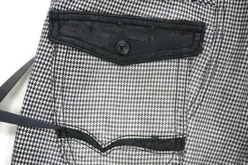 Houndstooth Denim Jeans, Multi Pocket Workwear (w32xl30) - Etsy