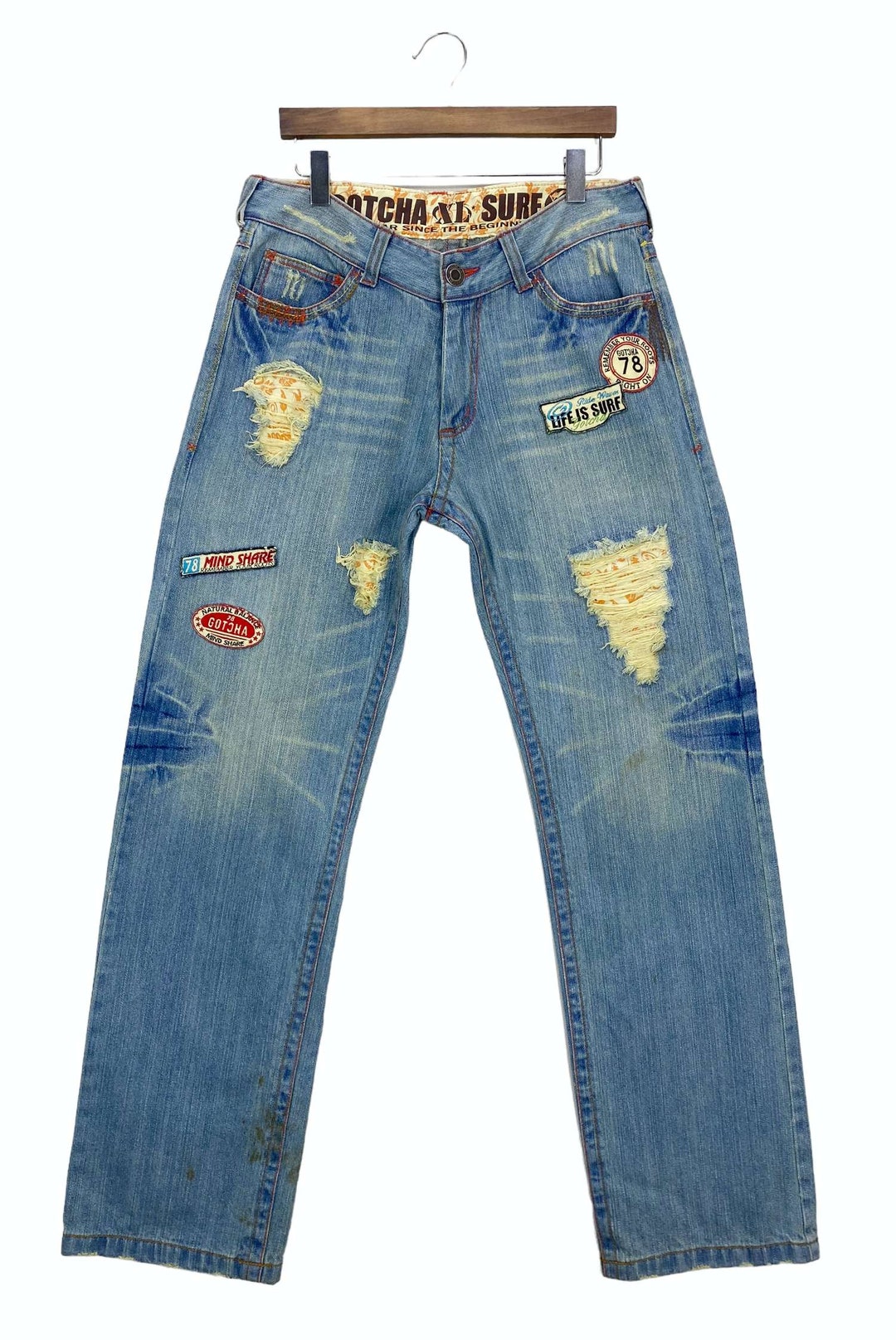 Gotcha Jeans Size XL W32xl33.5 Gotcha Spell Out Denim Jeans Gotcha Surf ...