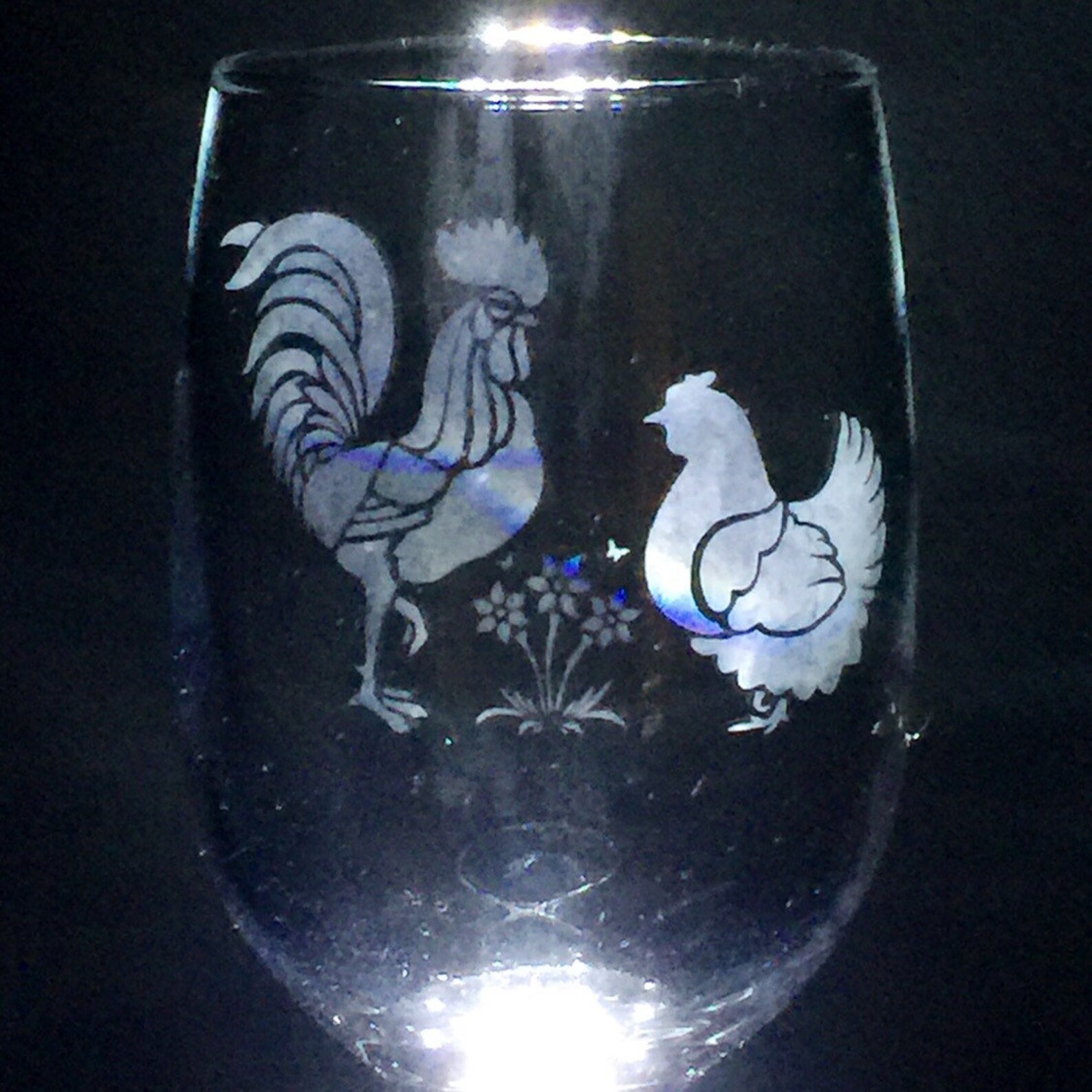 ROOSTER GIFT Rooster Wine Glass Chicken Wine Glass Etched - Etsy