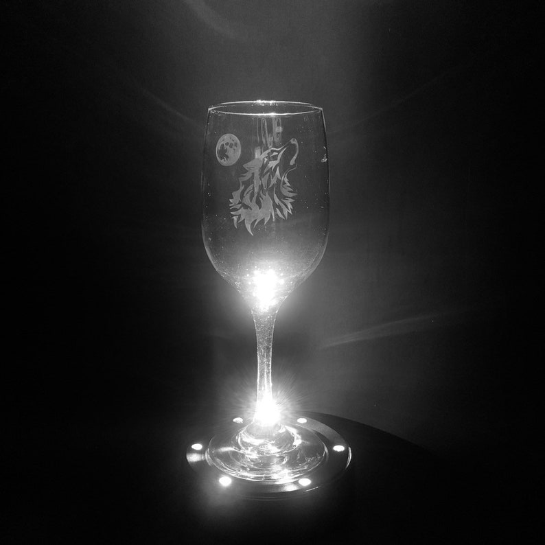 WOLF GIFT Wolf Wine Glass Etched Glass Stemmed Wine Glass | Etsy