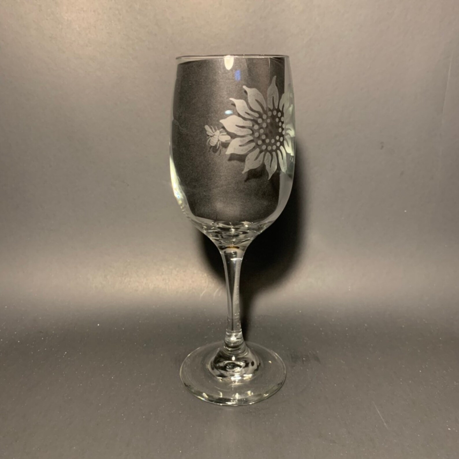 SUNFLOWER GIFT Sunflower Wine Glass Etched Glass Stemmed | Etsy