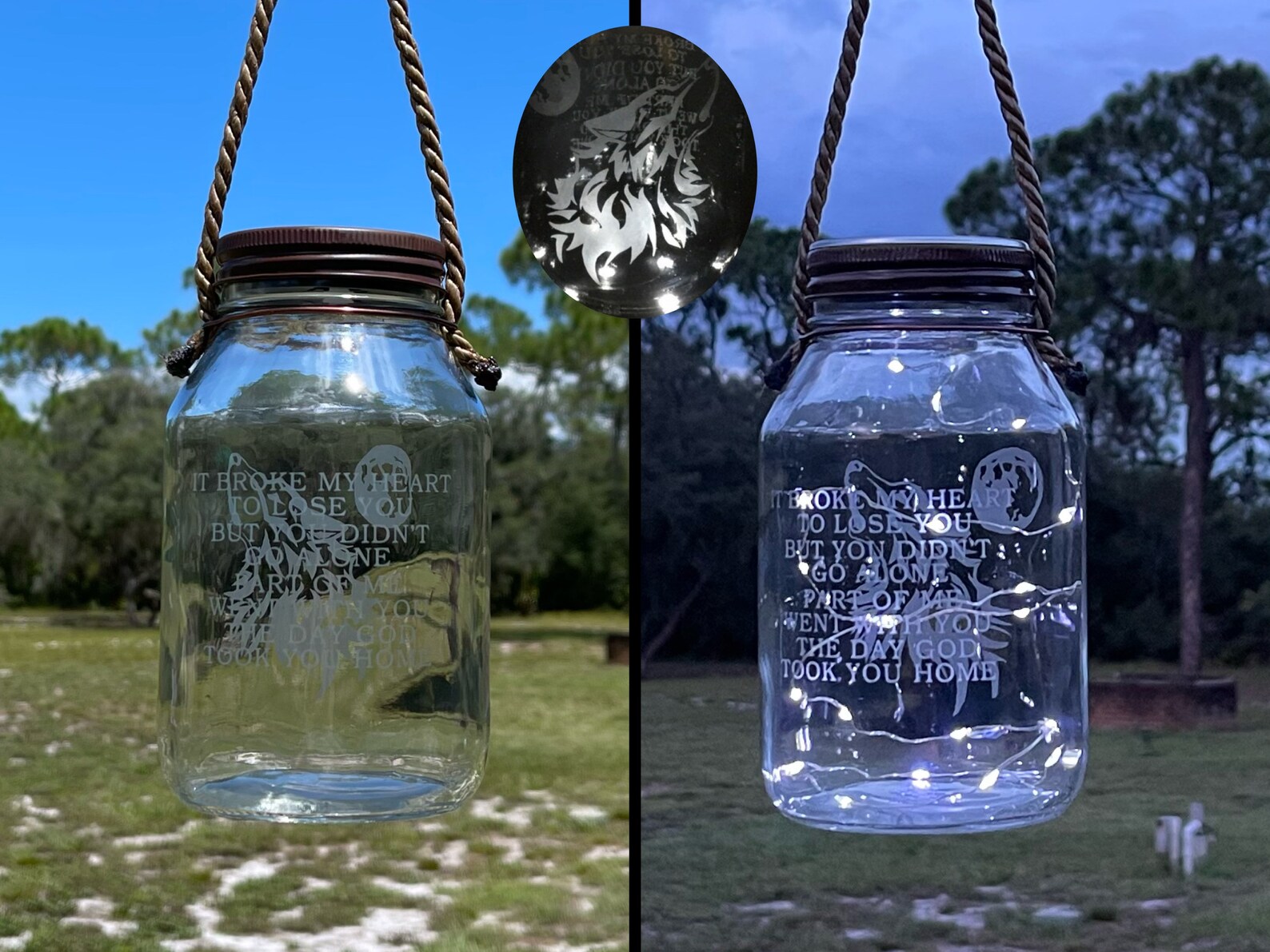 Grave Lantern, Howling Wolf Cemetery Solar Light Grave Decoration, It ...