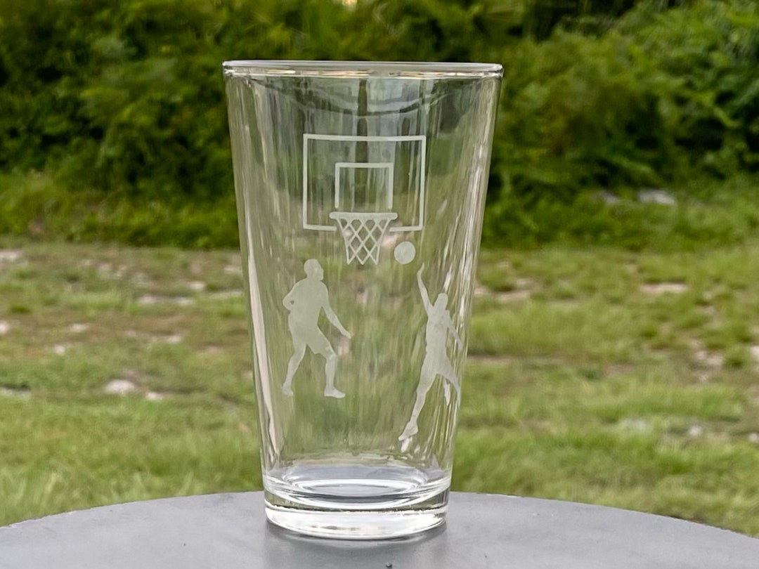 Basketball Beer Glass, Engraved Pint Glass (16 Oz), Etched Drinking ...