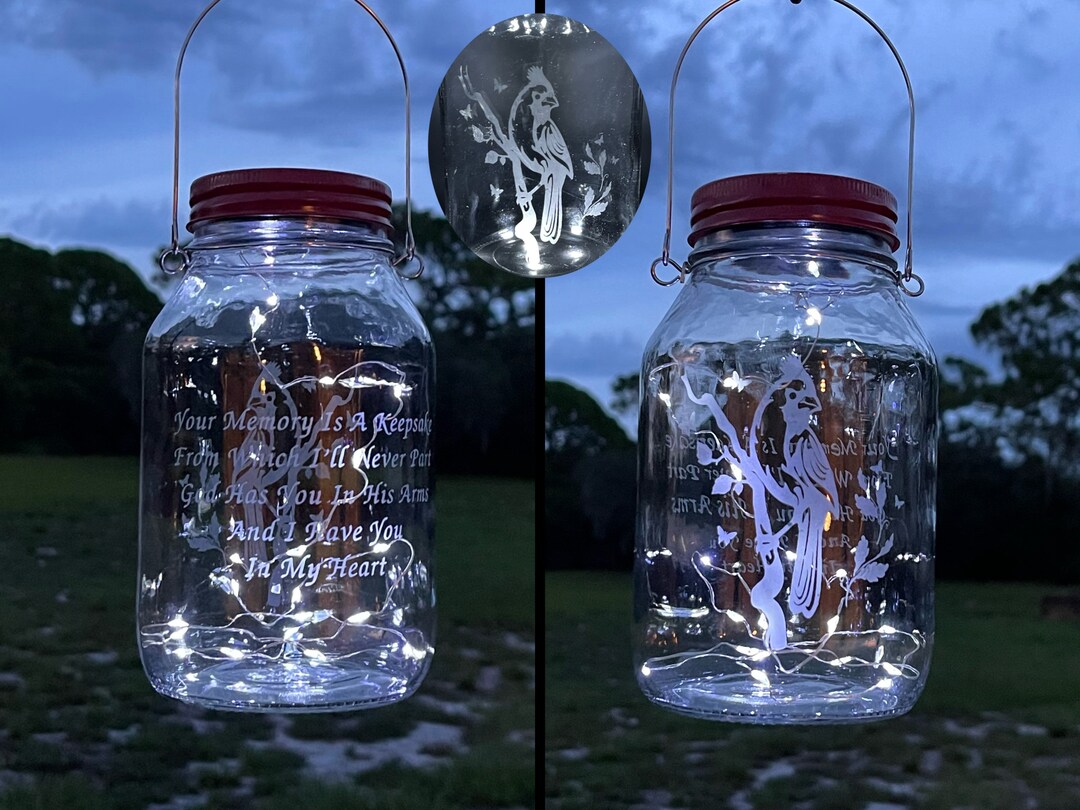 MEMORIAL LANTERN With Cardinal, for Cemetery, Grave Decoration With ...