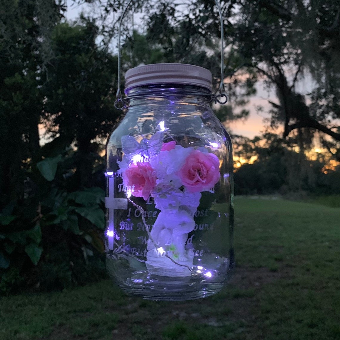 MEMORIAL LANTERN With Solar Lights Grave Decoration With - Etsy